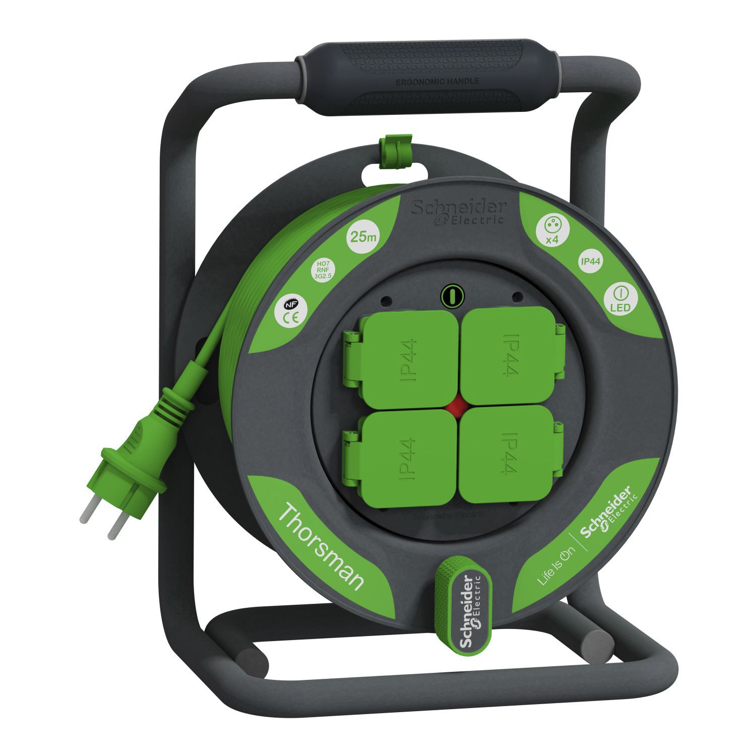 4 socket cable reel - HO7RNF - SCHNEIDER ELECTRIC - IP44 / 2.5 mm