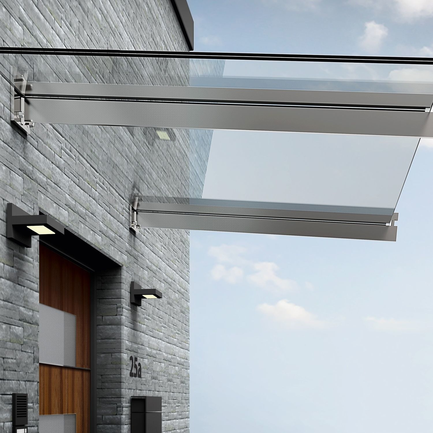 Door canopy - S-04 - PAULI FRANCE - aluminum / stainless steel / glass