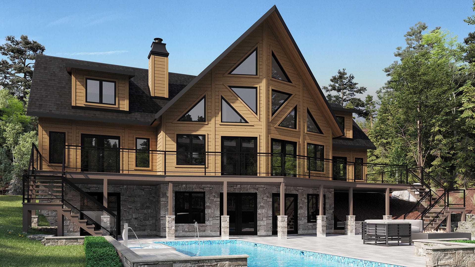 Stacked wood house - Eris - TIMBER BLOCK - contemporary / with terrace ...