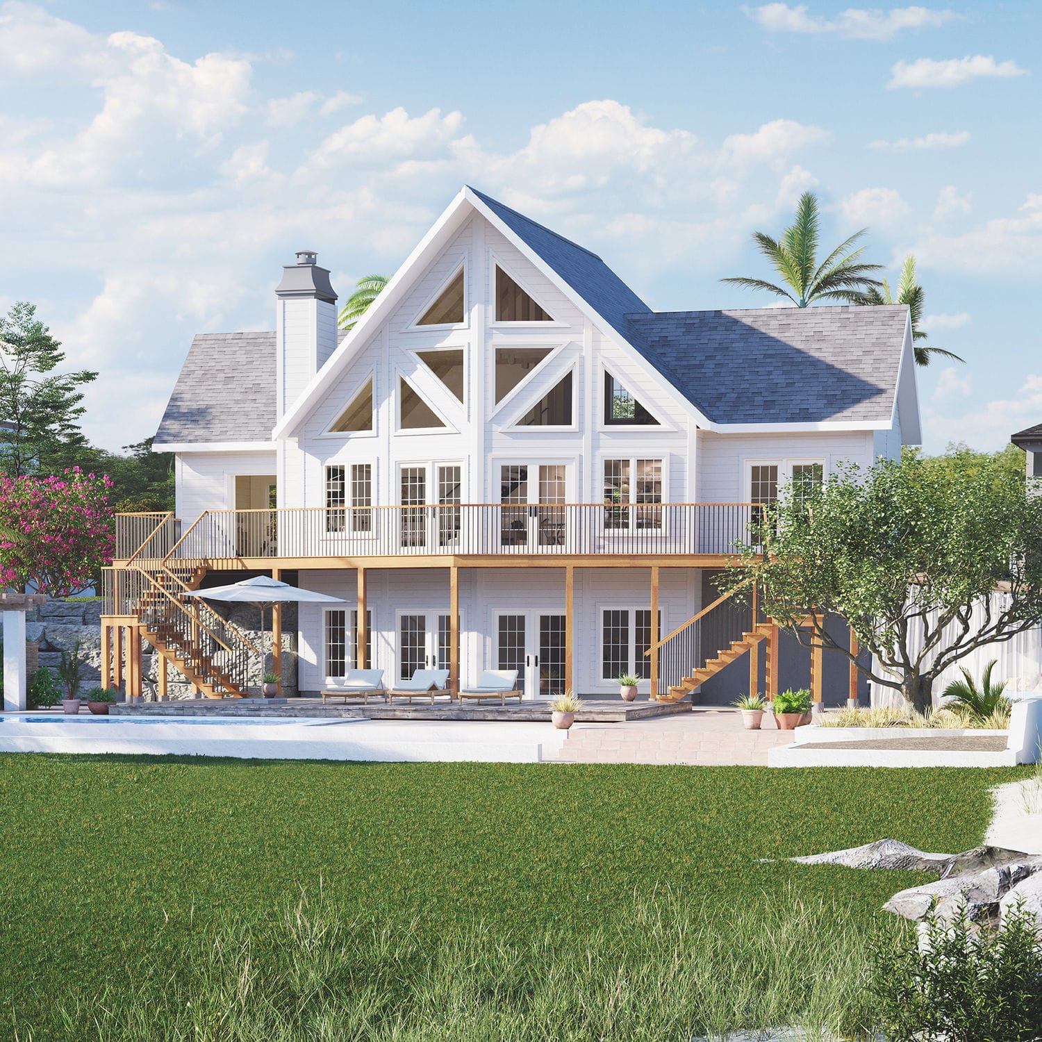 Stacked wood house - Vega - TIMBER BLOCK - traditional / with terrace ...