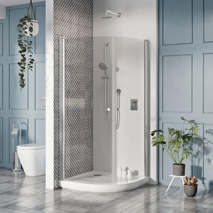 Corner shower base - Rondo - BALTECO AS - above floor / Solid Surface ...