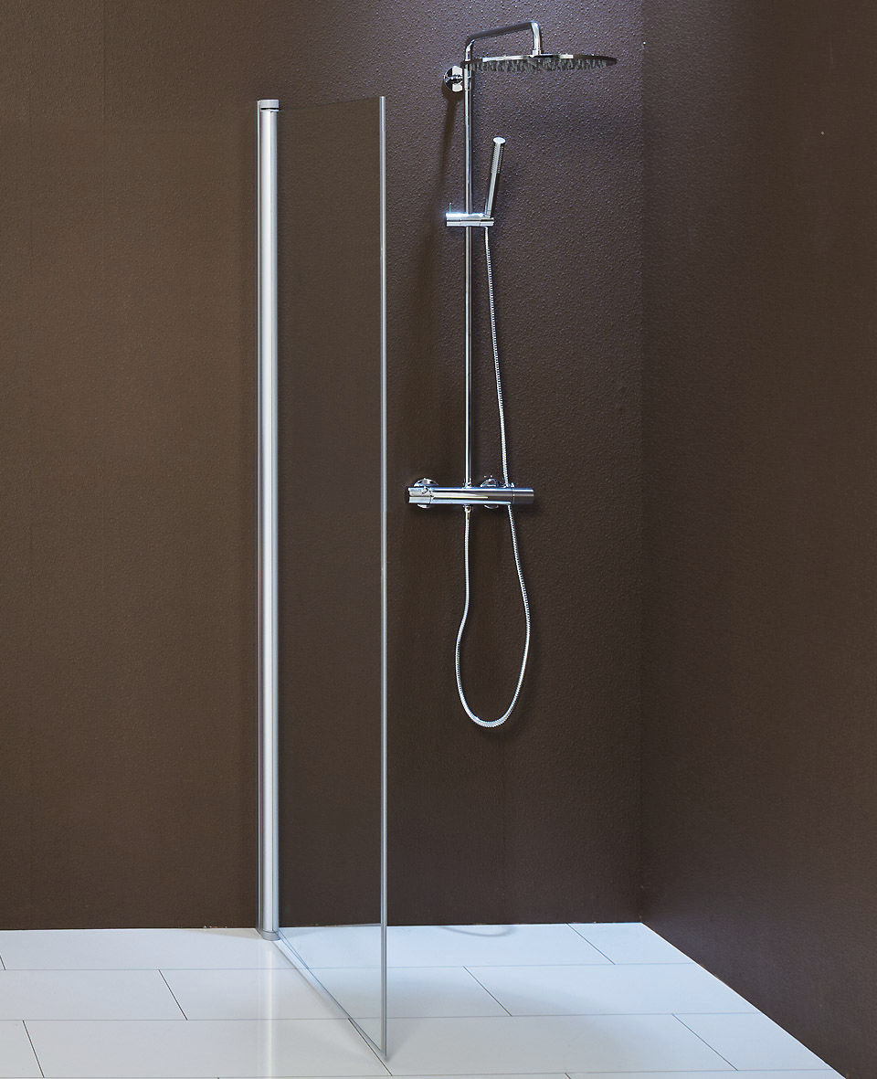 Swing shower screen - Sola - BALTECO AS - for alcoves / tempered glass ...