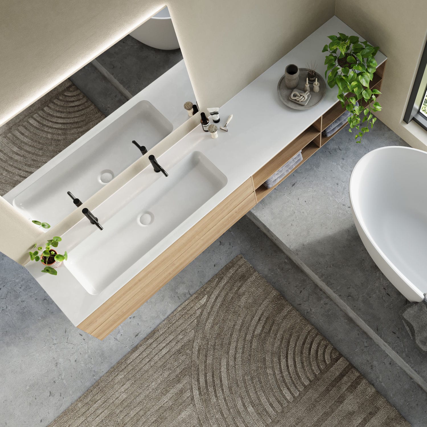 Custom-made vanity top - Xonyx - BALTECO AS - double / Solid Surface