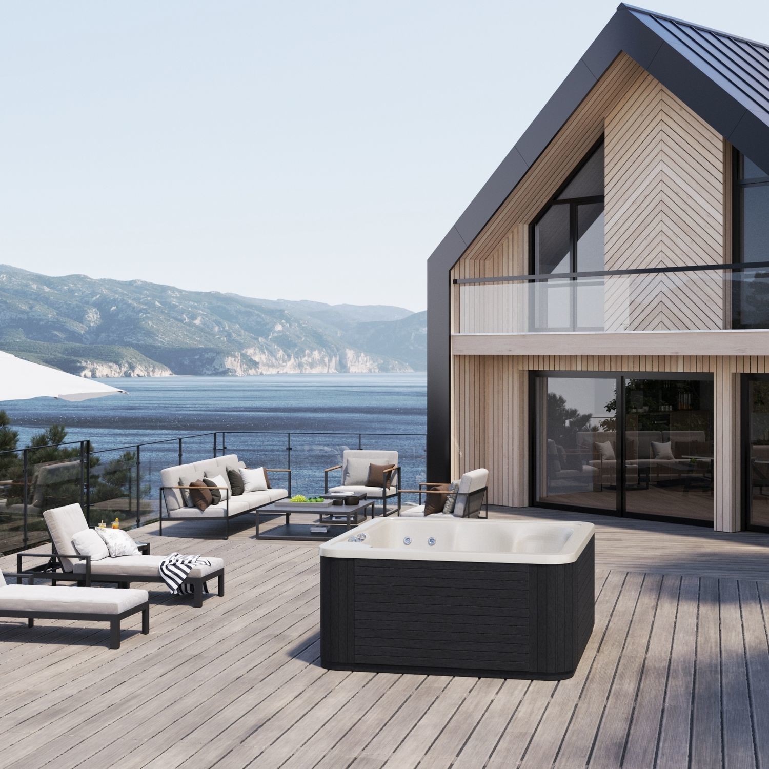 Above-ground hot tub - Nord Lounge - BALTECO AS - square / 5-person ...