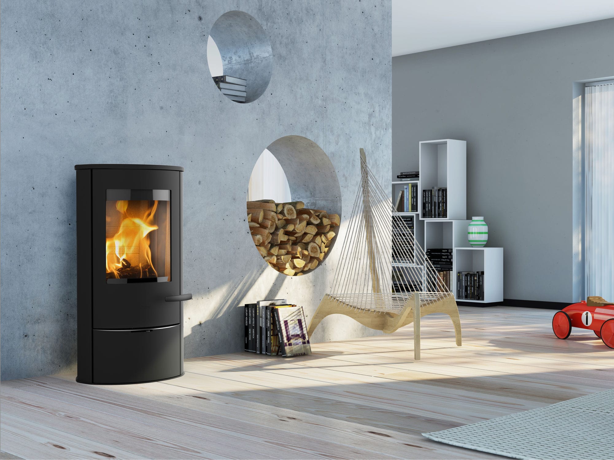 Wood heating stove - LIVA 5 - LOTUS Heating Systems A/S - 3-sided ...