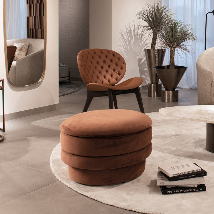 Contemporary pouf - ENZO - EUROFASHION HOMETEXTILES & CONCEPTS - fabric ...