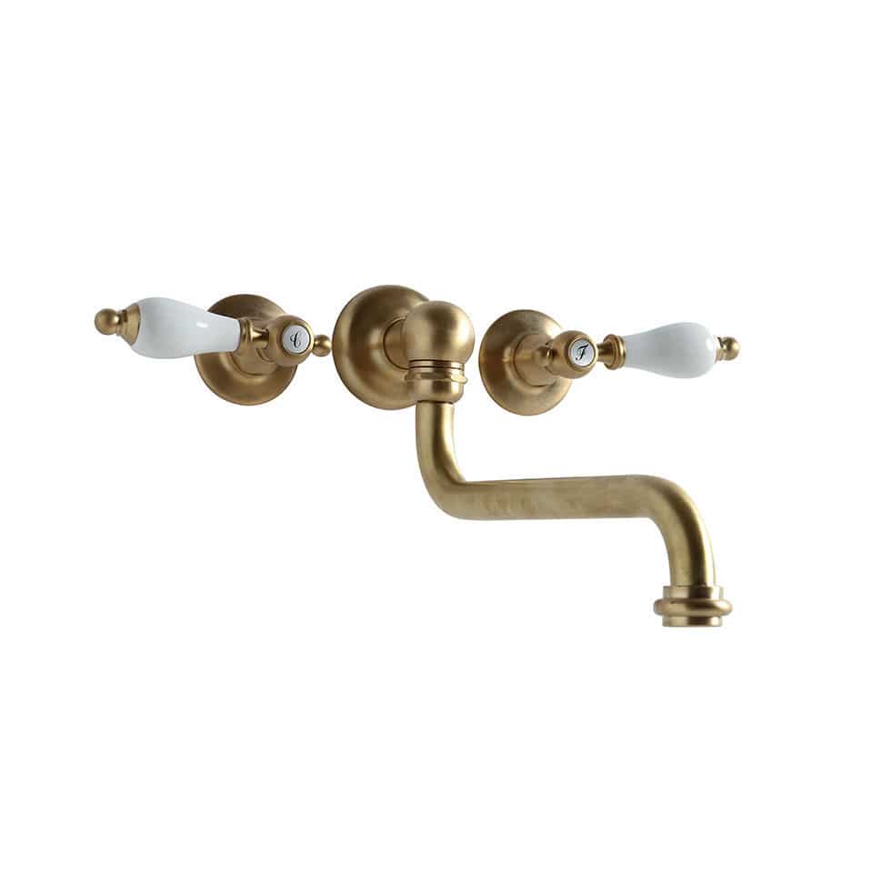 Wall-mounted double-handle mixer tap - RK04 - BLEU PROVENCE - brass ...