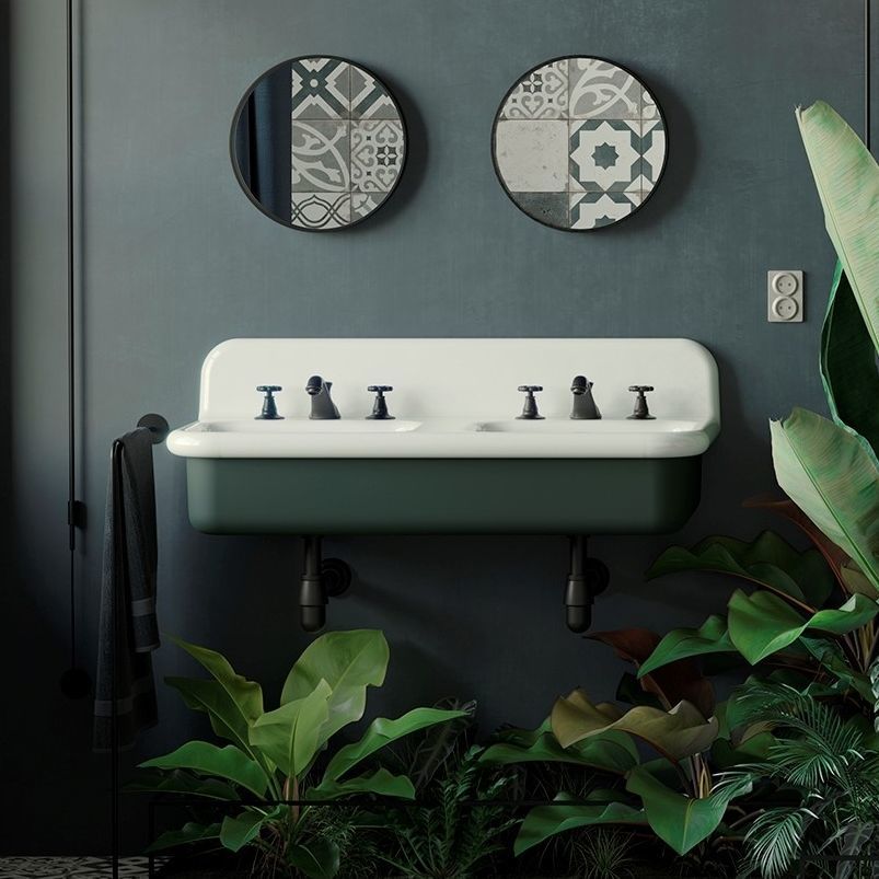 Wall-mounted washbasin - retro style TRUECOLORS LITE - BLEU PROVENCE ...