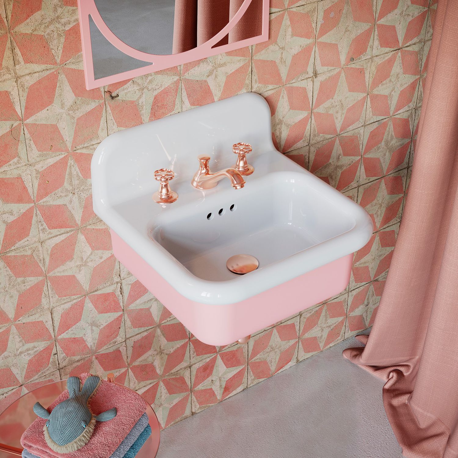 Wall-mounted washbasin - TRUE COLORS LITE 50CM - BLEU PROVENCE ...