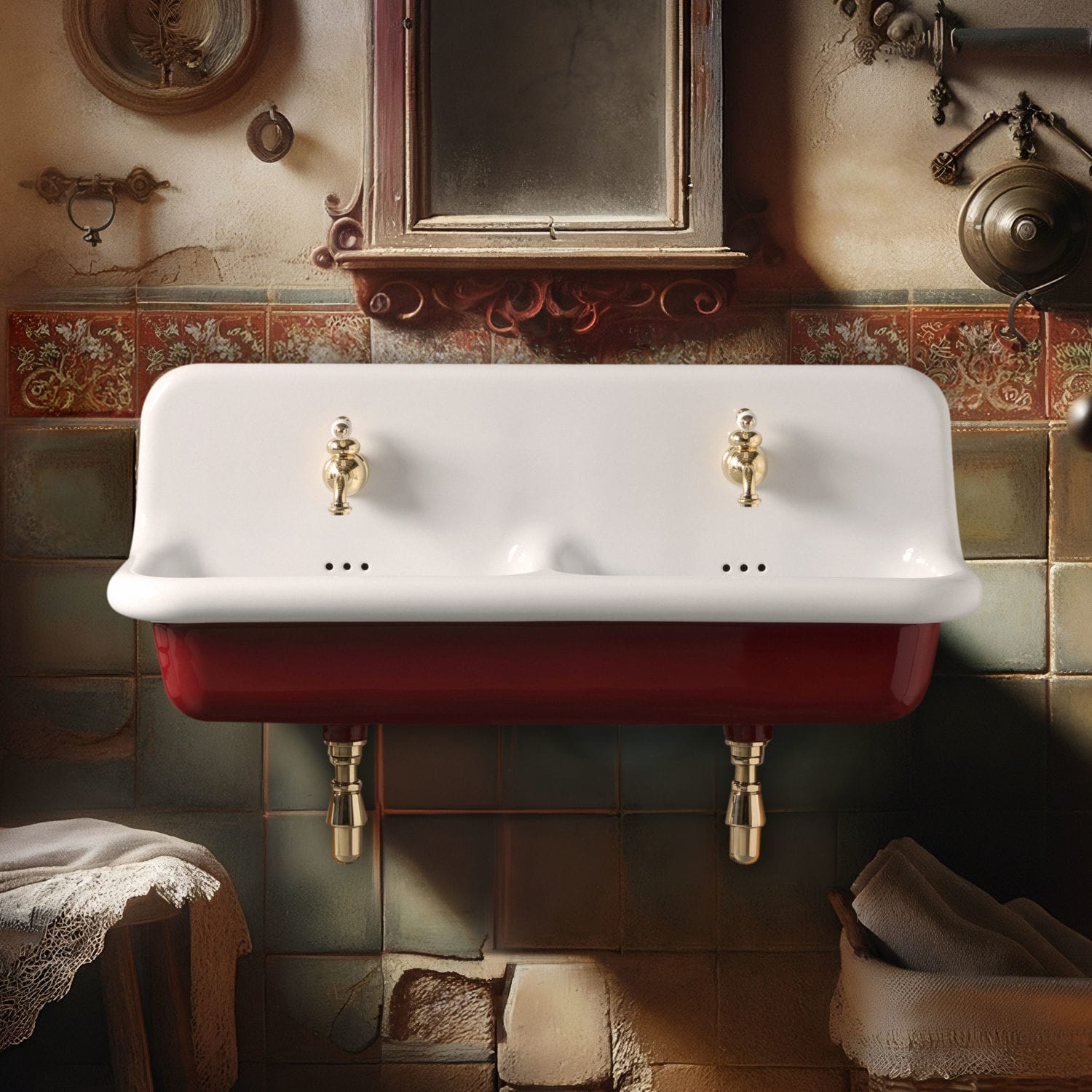 Wall-mounted washbasin - TCL120 - BLEU PROVENCE - ceramic / high-gloss ...