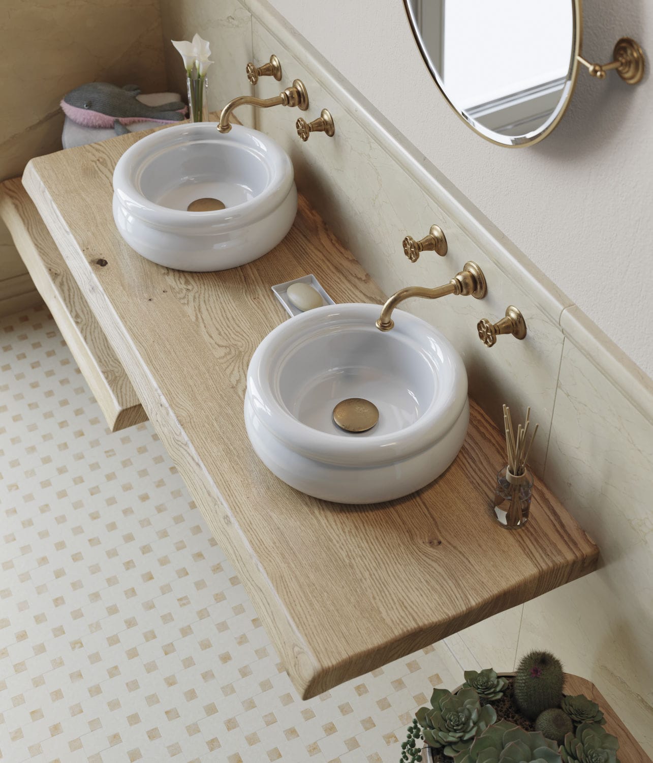 Countertop washbasin - BP341 - BLEU PROVENCE - ceramic / with counter ...