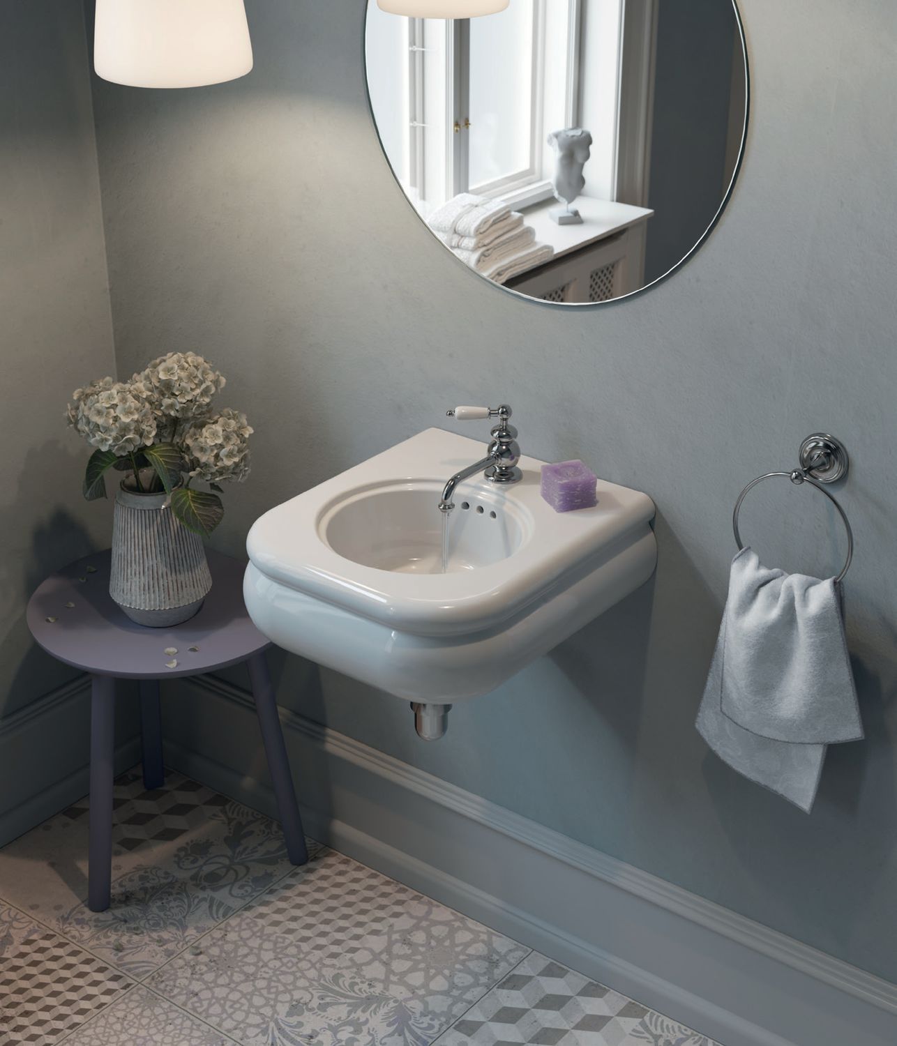 Wall-mounted washbasin - BP342 - BLEU PROVENCE - ceramic / custom ...