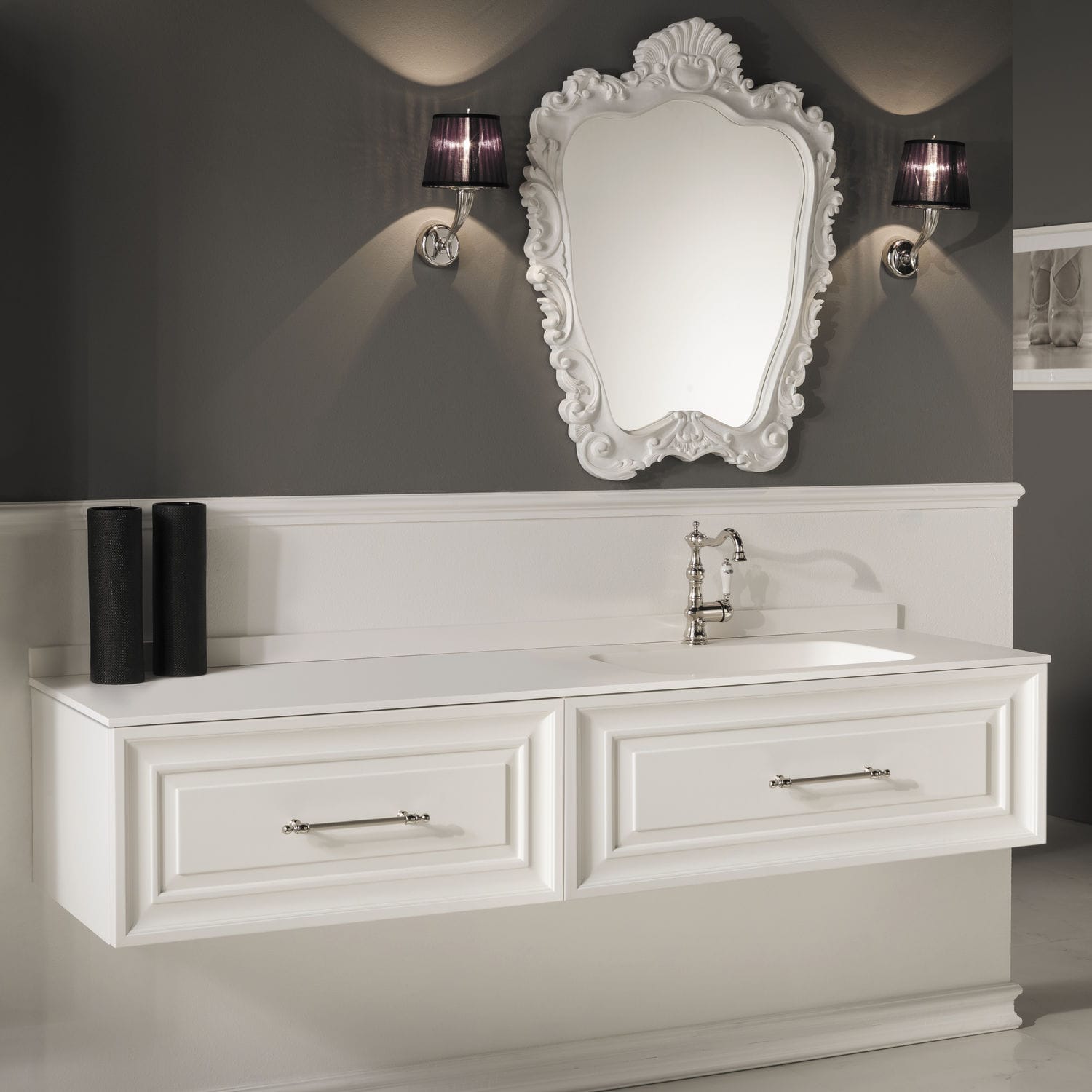 Wall-hung washbasin cabinet - CHARME3 - BLEU PROVENCE - MDF / resin ...