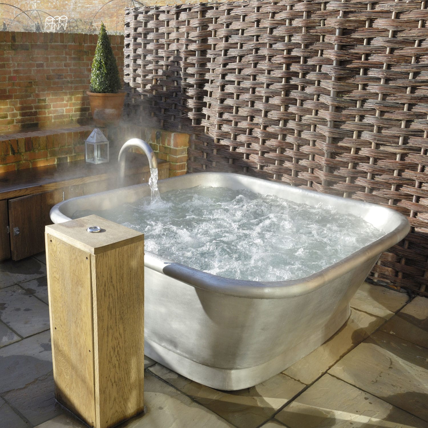 Square bathtub - BLEU PROVENCE - freestanding / copper / tin