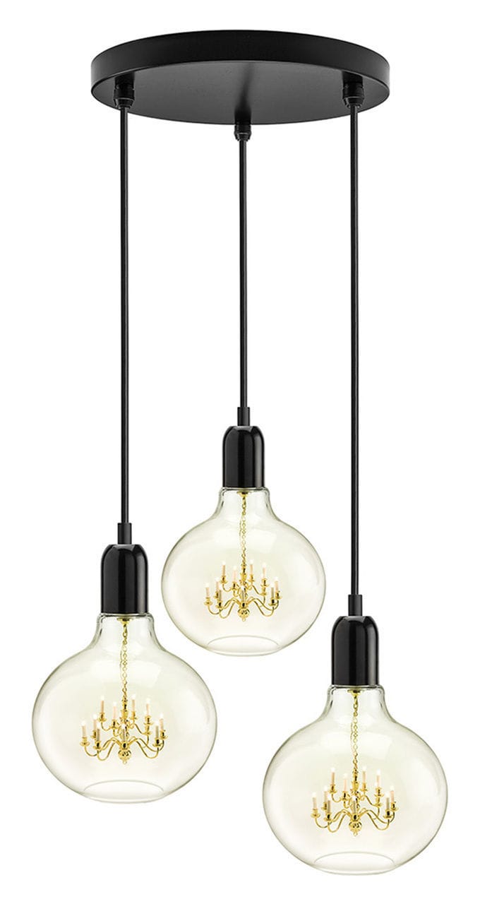 Pendant lamp - KING EDISON BLACK TRIO - Mineheart - brass / glass ...