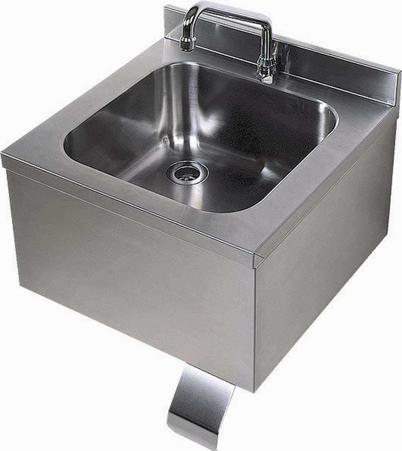 Wall-mounted hand basin - UNIS COOL - rectangular / metal / commercial