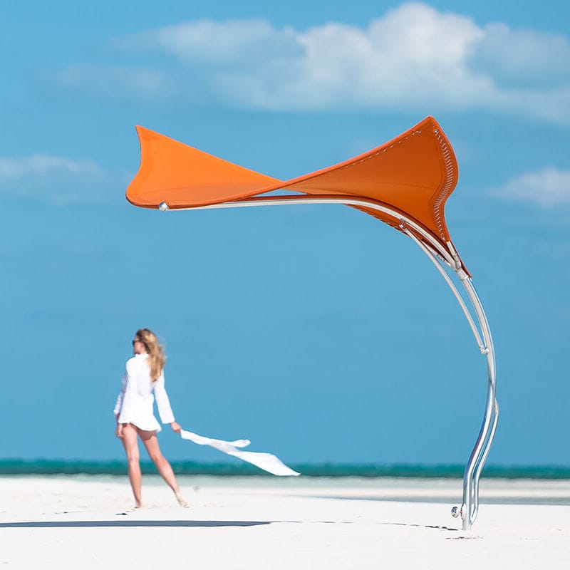 Waterproof shade sail - STINGRAY - TUUCI - commercial / triangular / curved