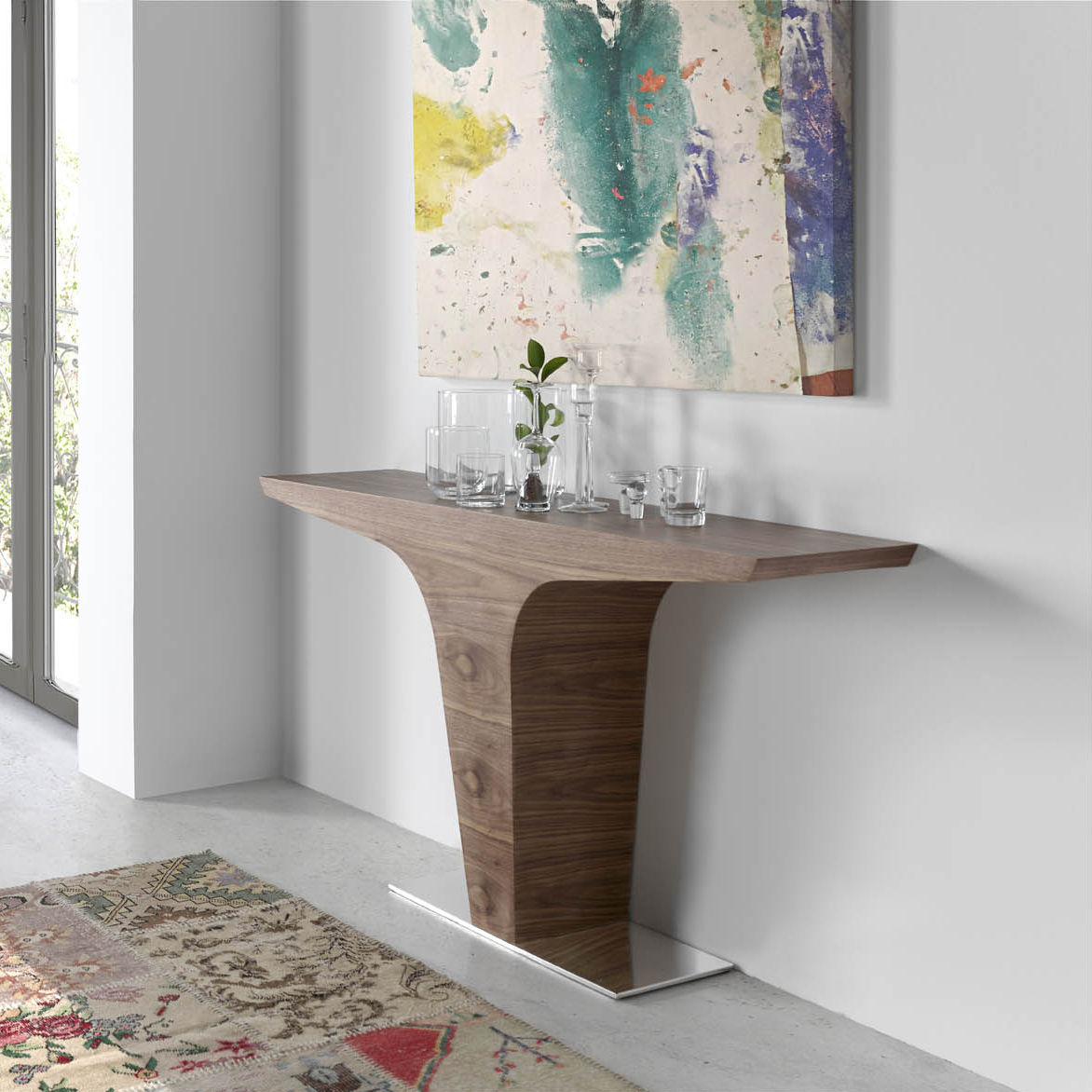 Contemporary sideboard table - 3030 - Angel Cerdá - walnut / stainless ...