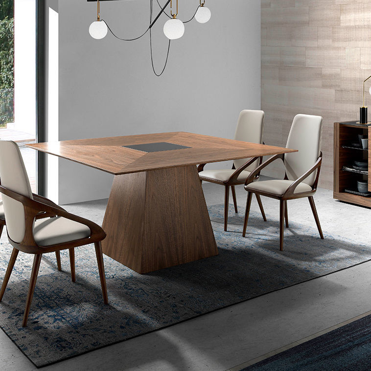Contemporary dining table - 1079 - Angel Cerdá - wood veneer / glass ...