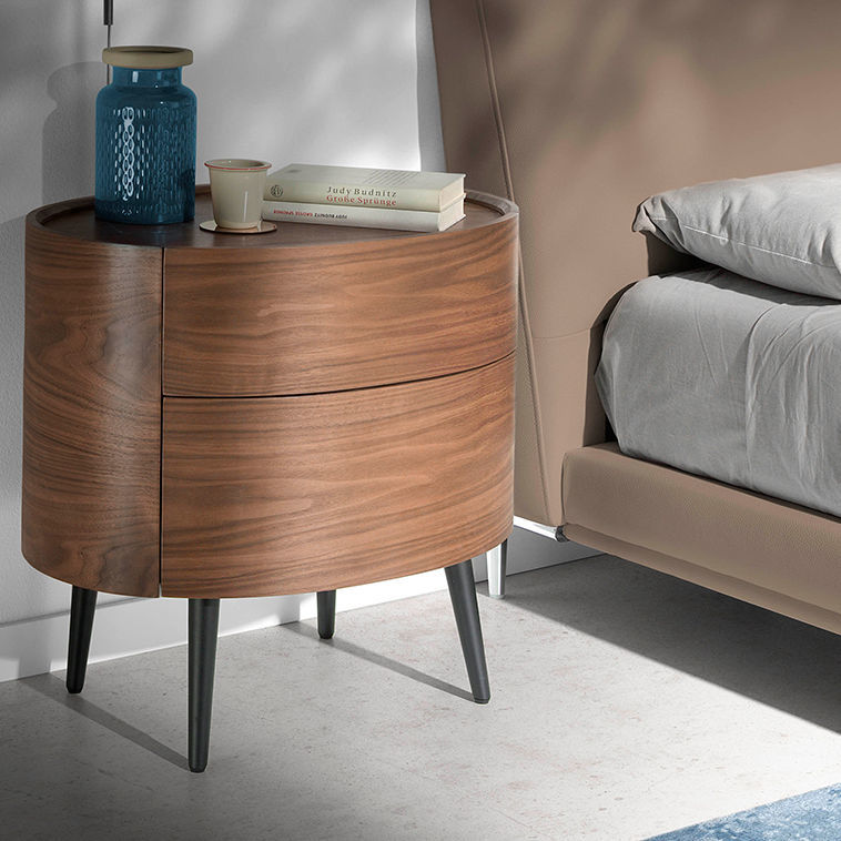 Contemporary bedside table - 7074 - Angel Cerdá - walnut / walnut base ...