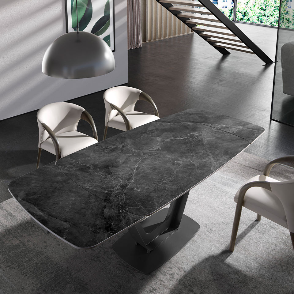 Contemporary dining table - 1132 - Angel Cerdá - porcelain / stainless ...