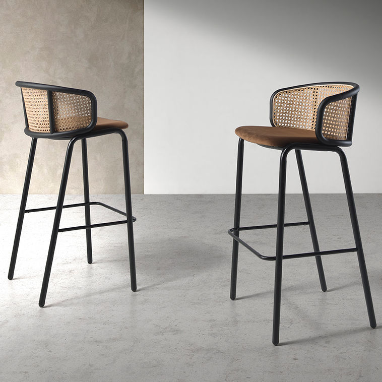 Contemporary bar chair - 4128 - Angel Cerdá - indoor / fabric / rattan