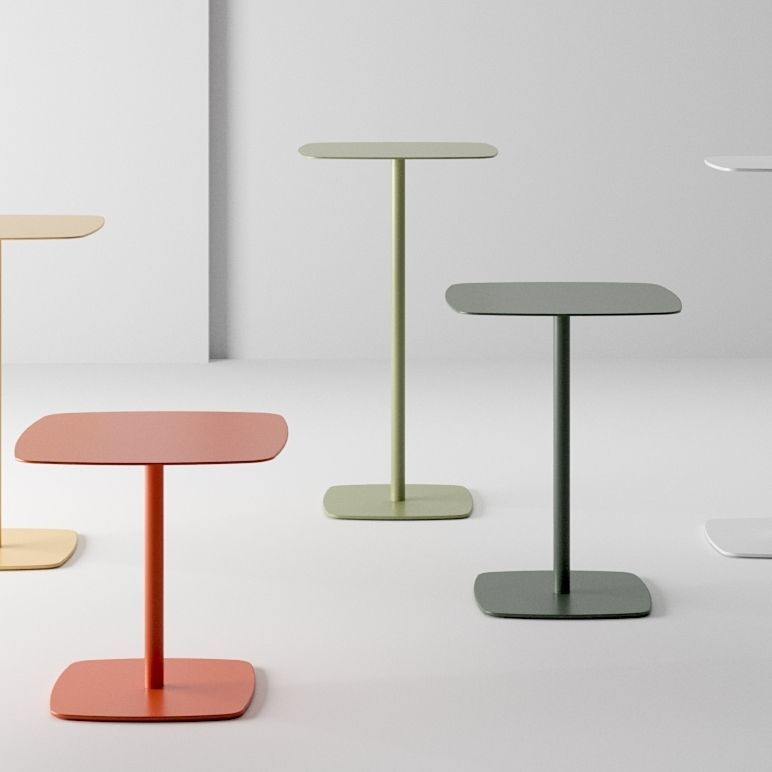 Contemporary bistro table - SLIM - SEGIS - metal / metal base / square