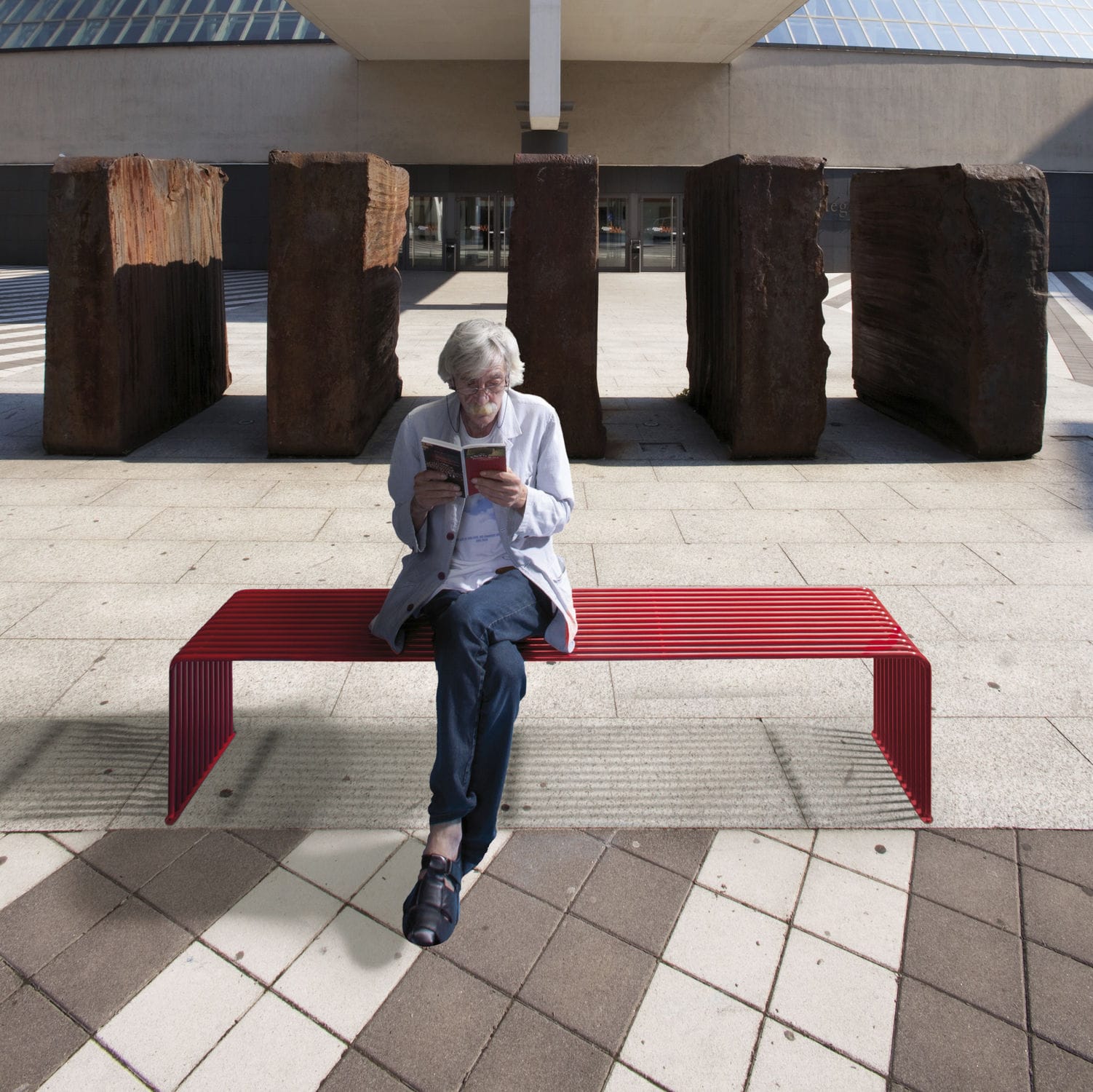 Industrial design public bench - 015 - URBANTIME - galvanised steel ...