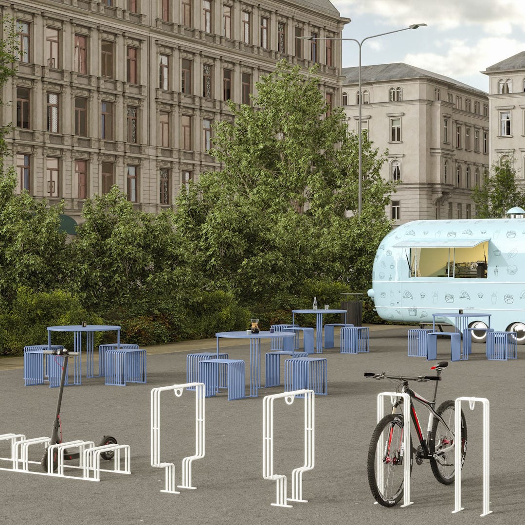 Floor-mounted bike rack - 015 - URBANTIME - powder-coated steel ...