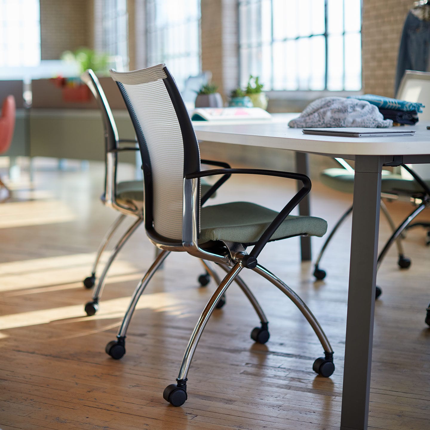 Contemporary conference chair - X99 SEMINAR - Haworth - fabric / metal ...