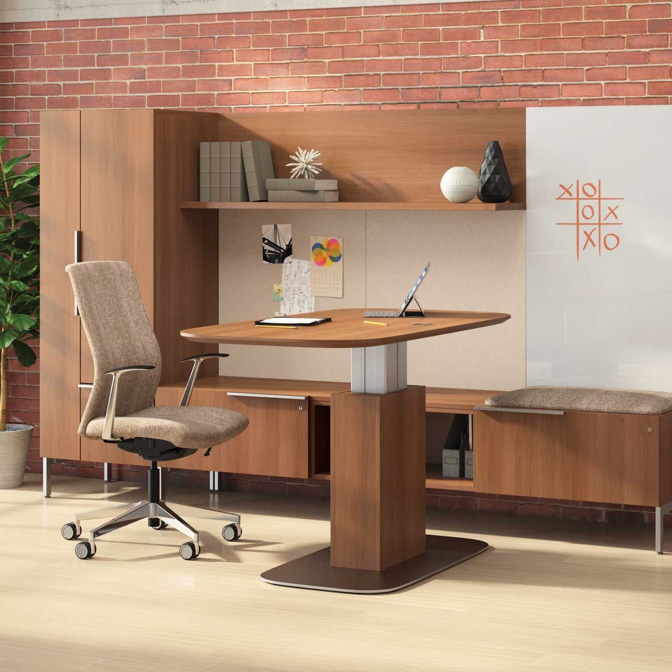 Contemporary desk - FLUX - Jasper Group - laminated wood / walnut ...