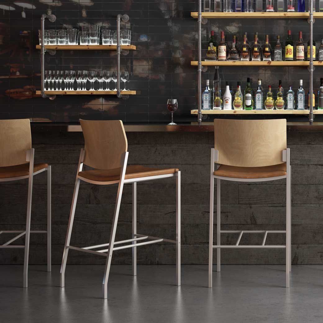 Contemporary bar chair - KNOX - Jasper Group - indoor / fabric / leather