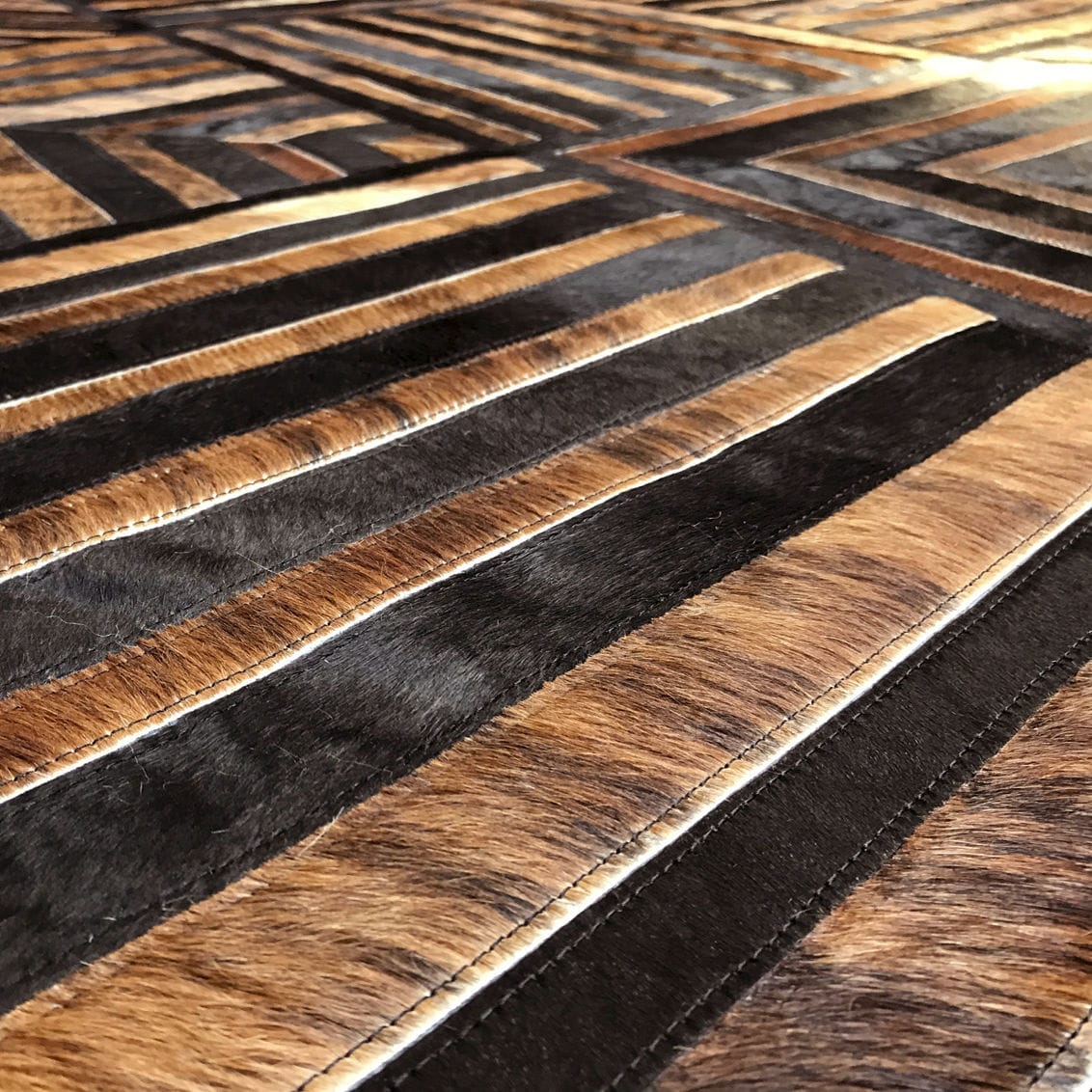 Contemporary rug - HARVEST - SERGE LESAGE - striped / leather / rectangular