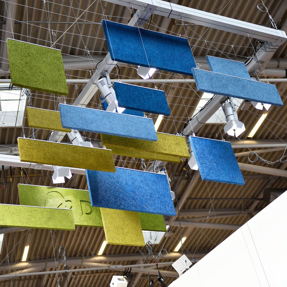 Cement wood acoustic baffle - Troldtekt A/S - hanging / wall / rectangular