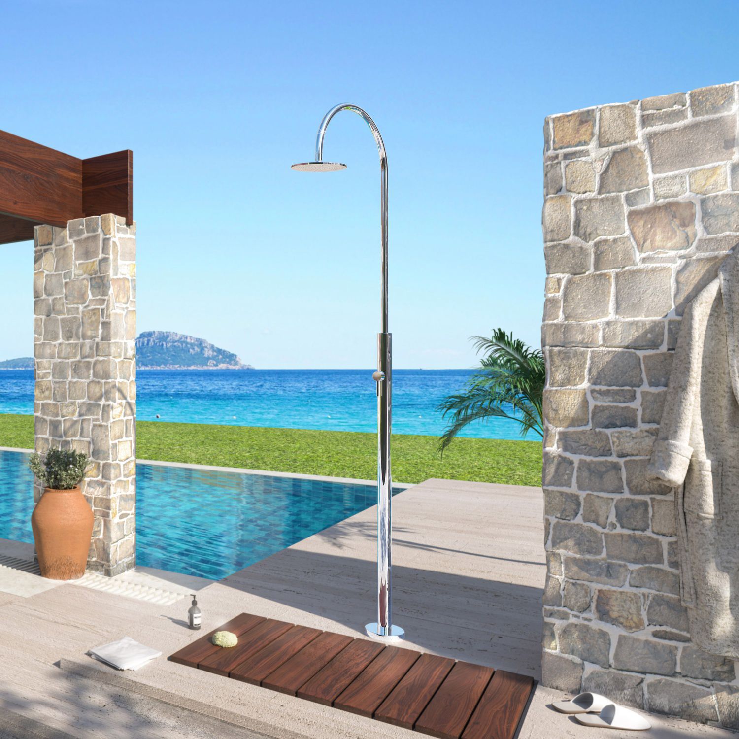 Pool outdoor shower - ARIA CYLINDER e6 - Inoxstyle - traditional ...