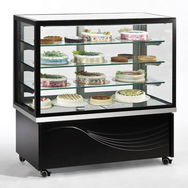 Refrigerated island display case / illuminated / on casters / for ...