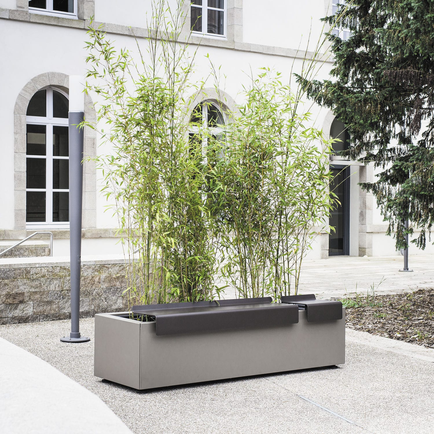 Steel planter - SQUARE - ATECH - thermo-lacquered steel / square / modular