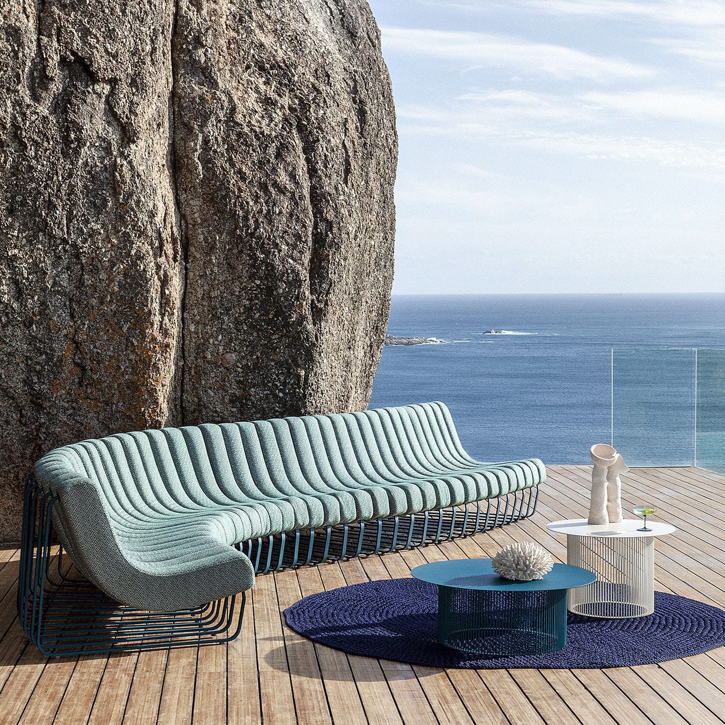 Semicircular sofa - SONGOLOLO - HALDANE - contemporary / outdoor / fabric