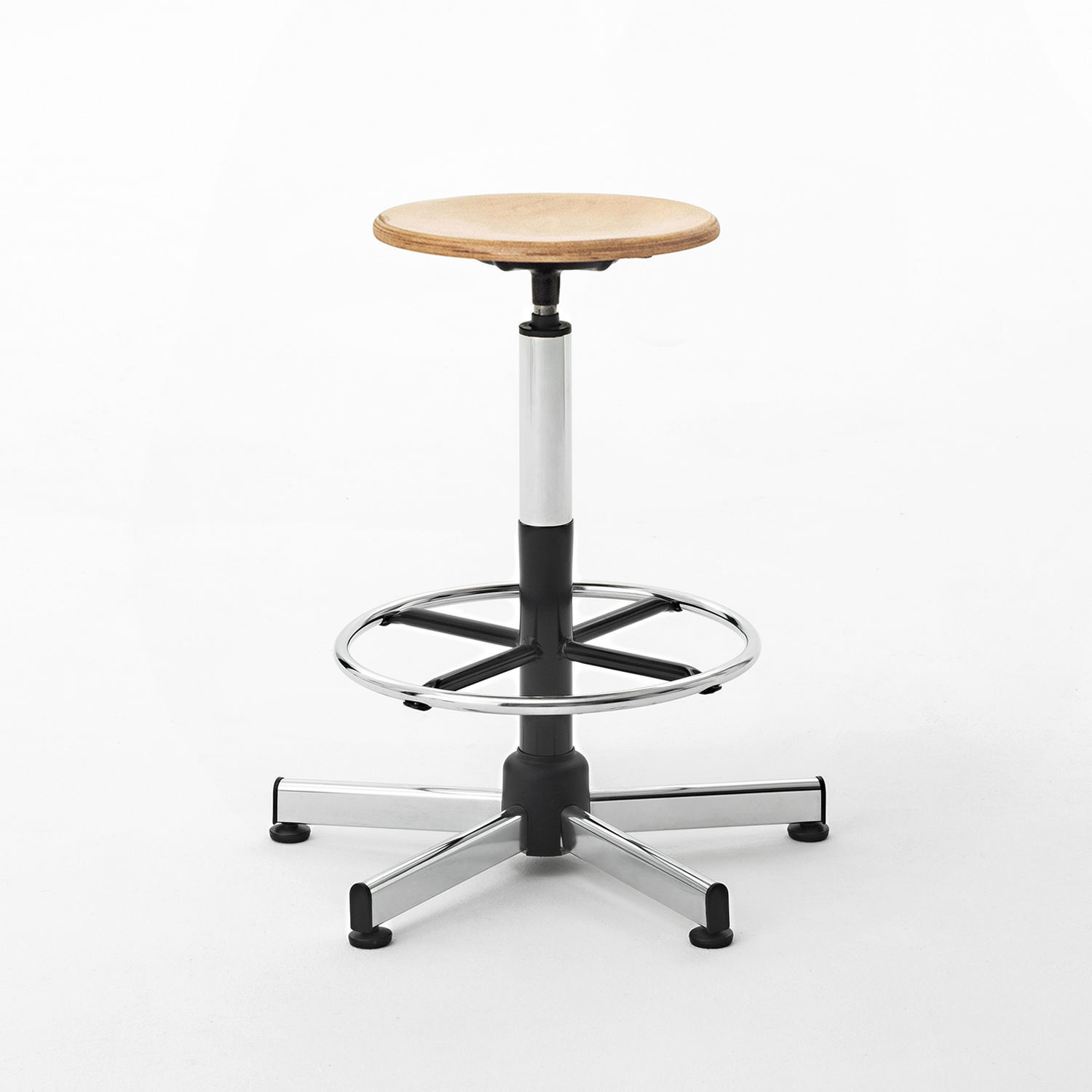 Industrial design stool - WORK 310 - Mara - wooden / steel base / with ...