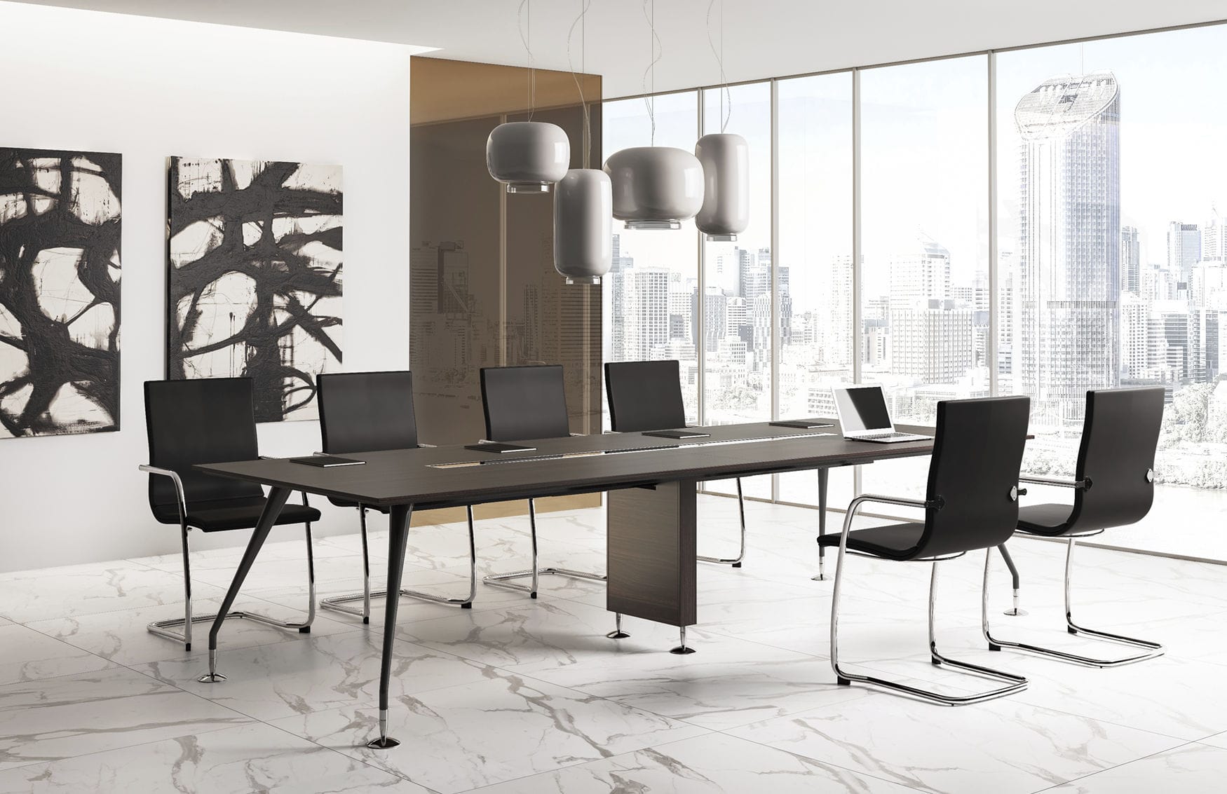 Contemporary boardroom table - ENOSI - Las Mobili - wooden / metal base / rectangular