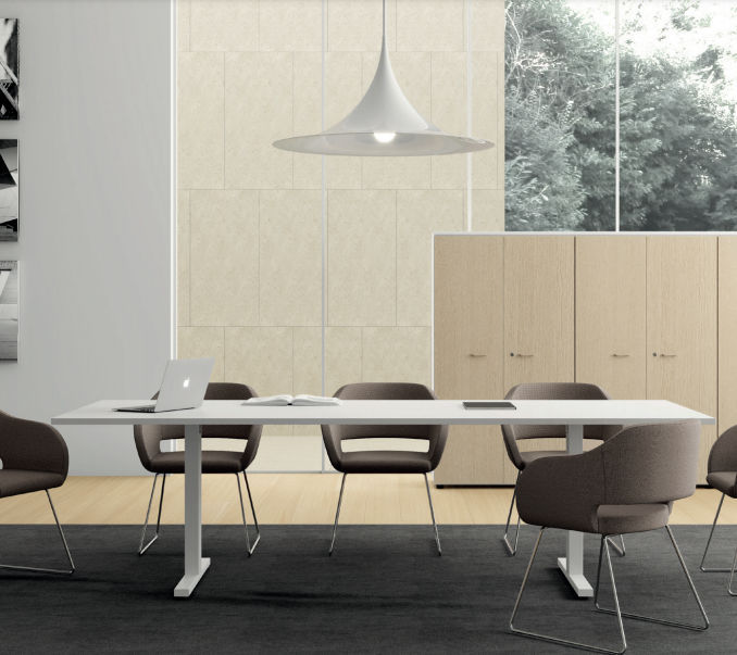 Contemporary boardroom table - OXI - Las Mobili - wood / metal / metal base