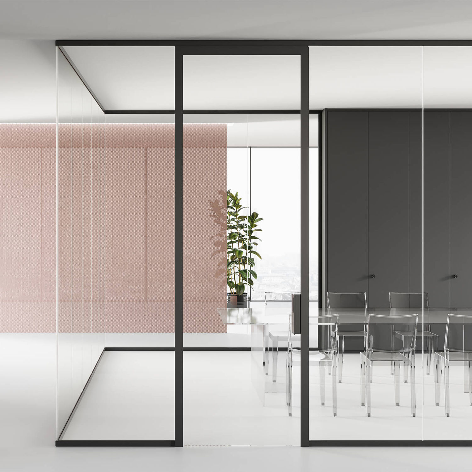 Removable partition - MOOD M1 - Las Mobili - fixed / sliding / glass