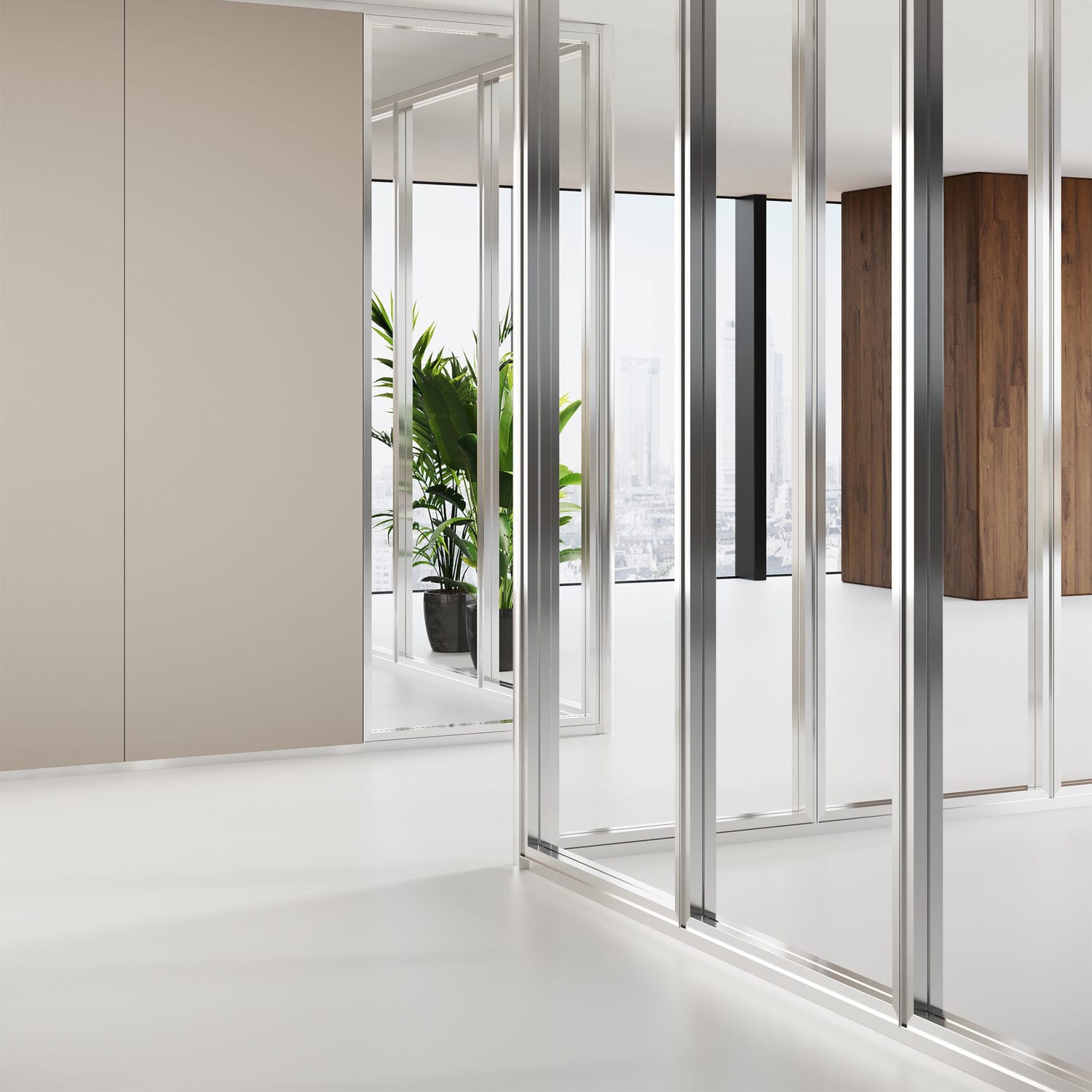 Modular partition - OVER - Las Mobili - with glass panel / steel / plastic