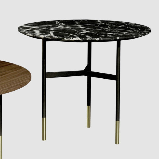 Contemporary side table - HARRI - more - walnut / brass / marble