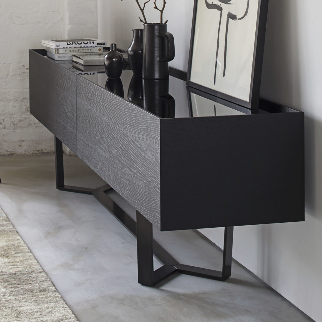 Contemporary sideboard - PERO - more - wood / glass / with drawers