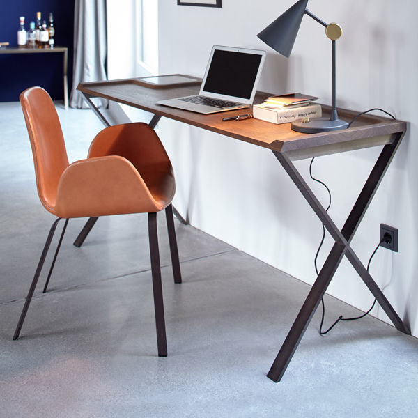 Free-standing desk - LAX - more - contemporary / solid wood / brass