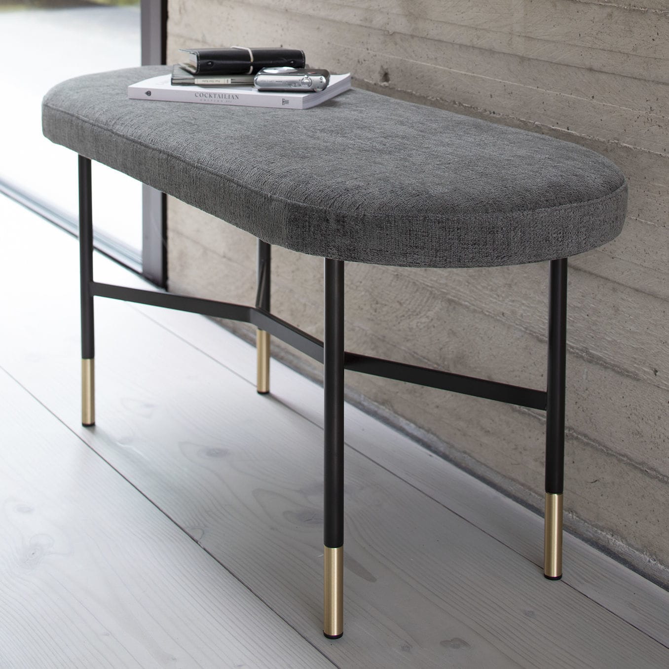 Contemporary upholstered bench - HARRI - more - fabric / leather ...