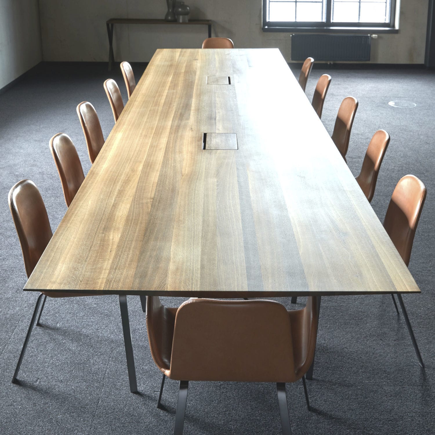 Contemporary conference table - LAX XXL - more - laminated wood / solid wood / powder-coated ...