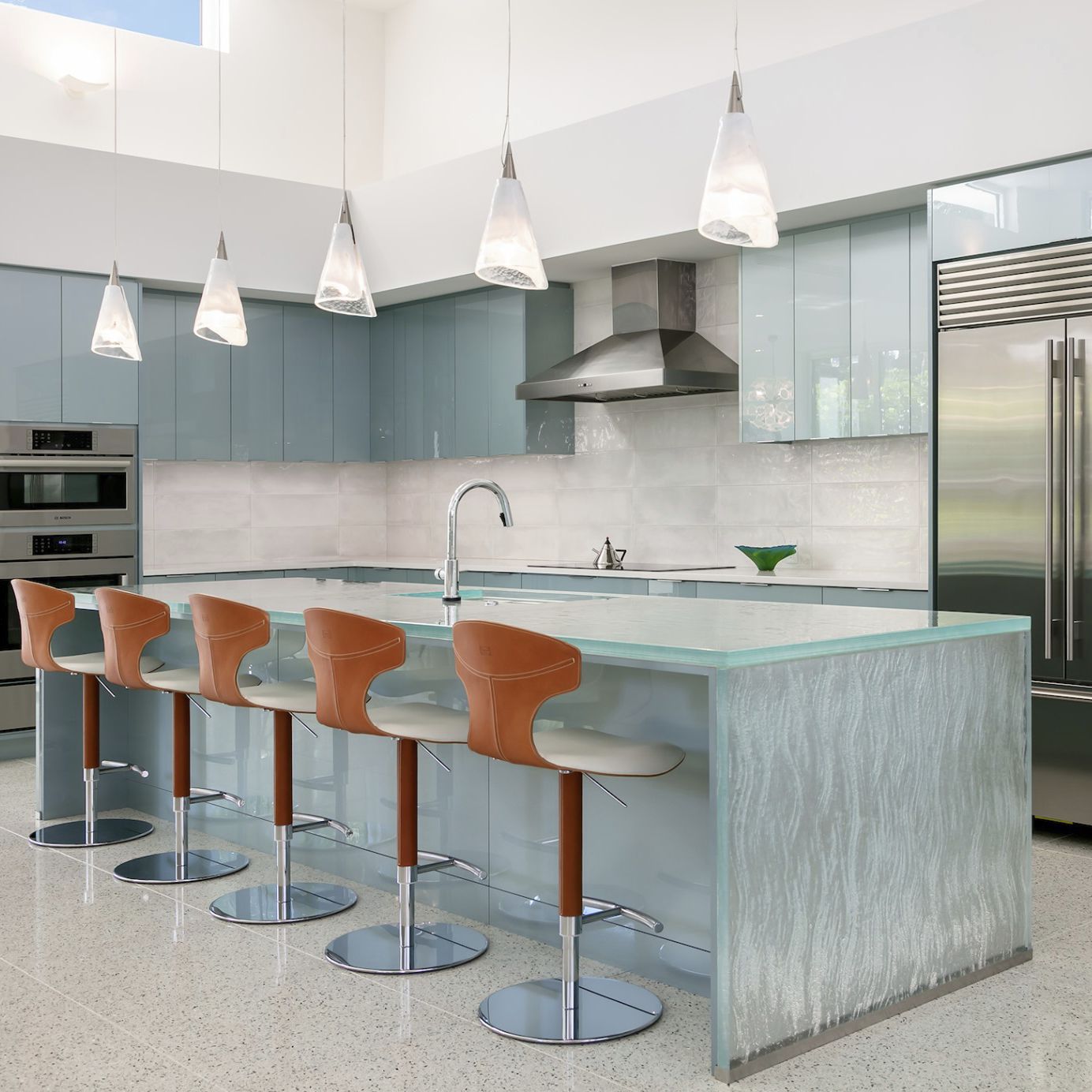 Glass countertop - ThinkGlass - kitchen / textured / square edge