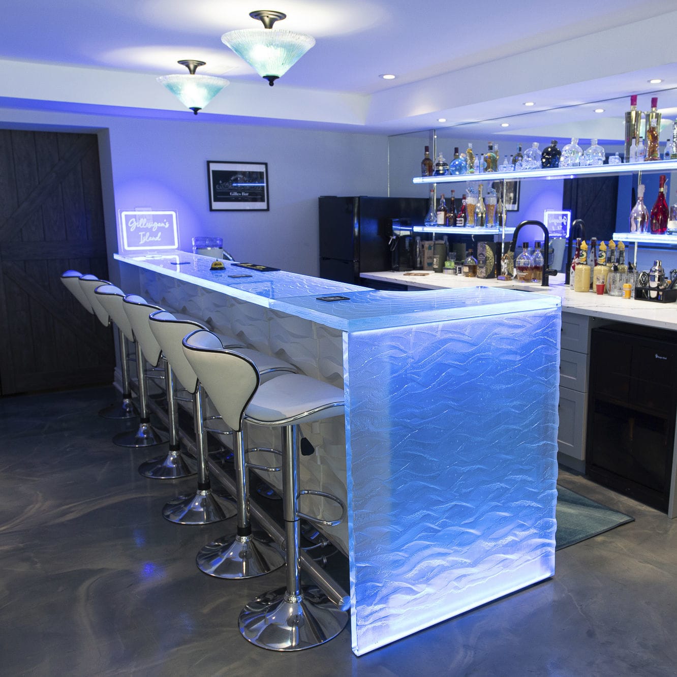 Bar counter - Vaga - ThinkGlass - glass / upright / illuminated